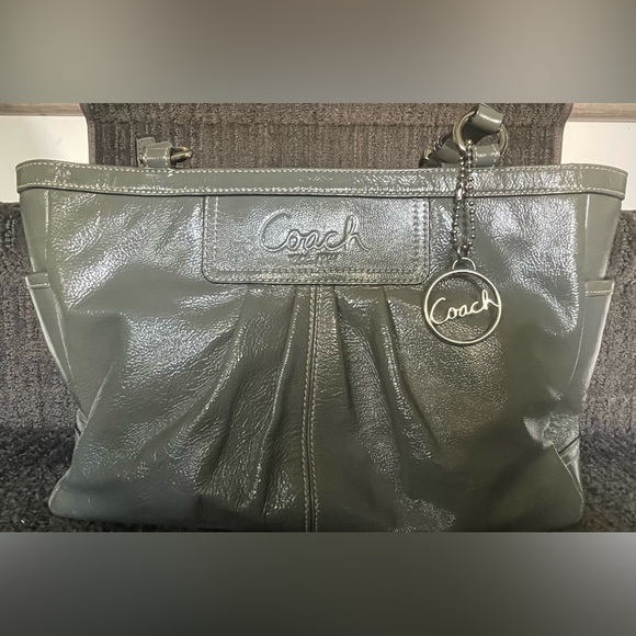 Coach | Bags | Coach Pleated Gray Green Patent Leather Ew Gallery ...